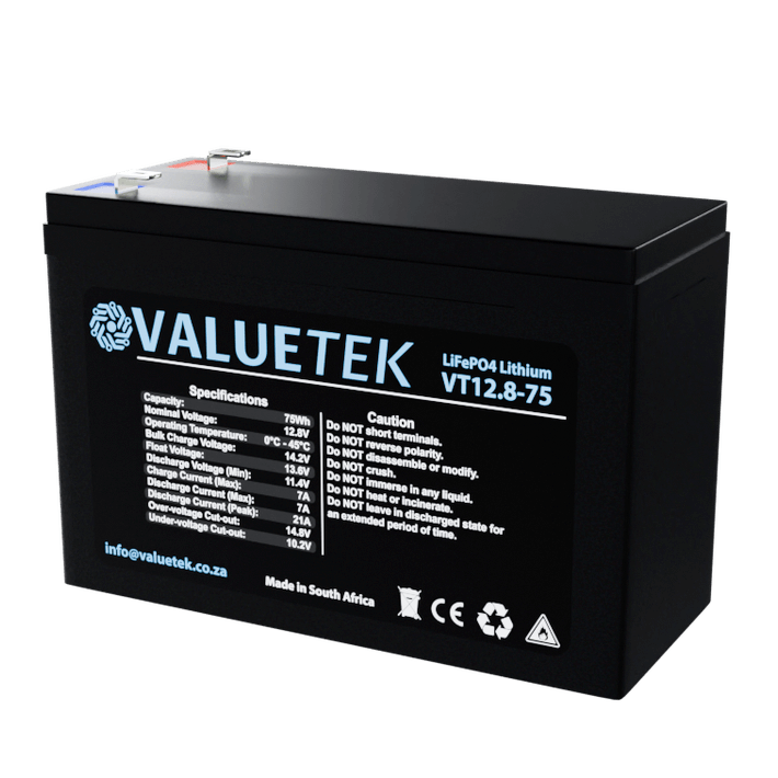 Valuetek - 12V 6Ah Lithium Iron Phosphate Battery For Alarms & Gate Motors